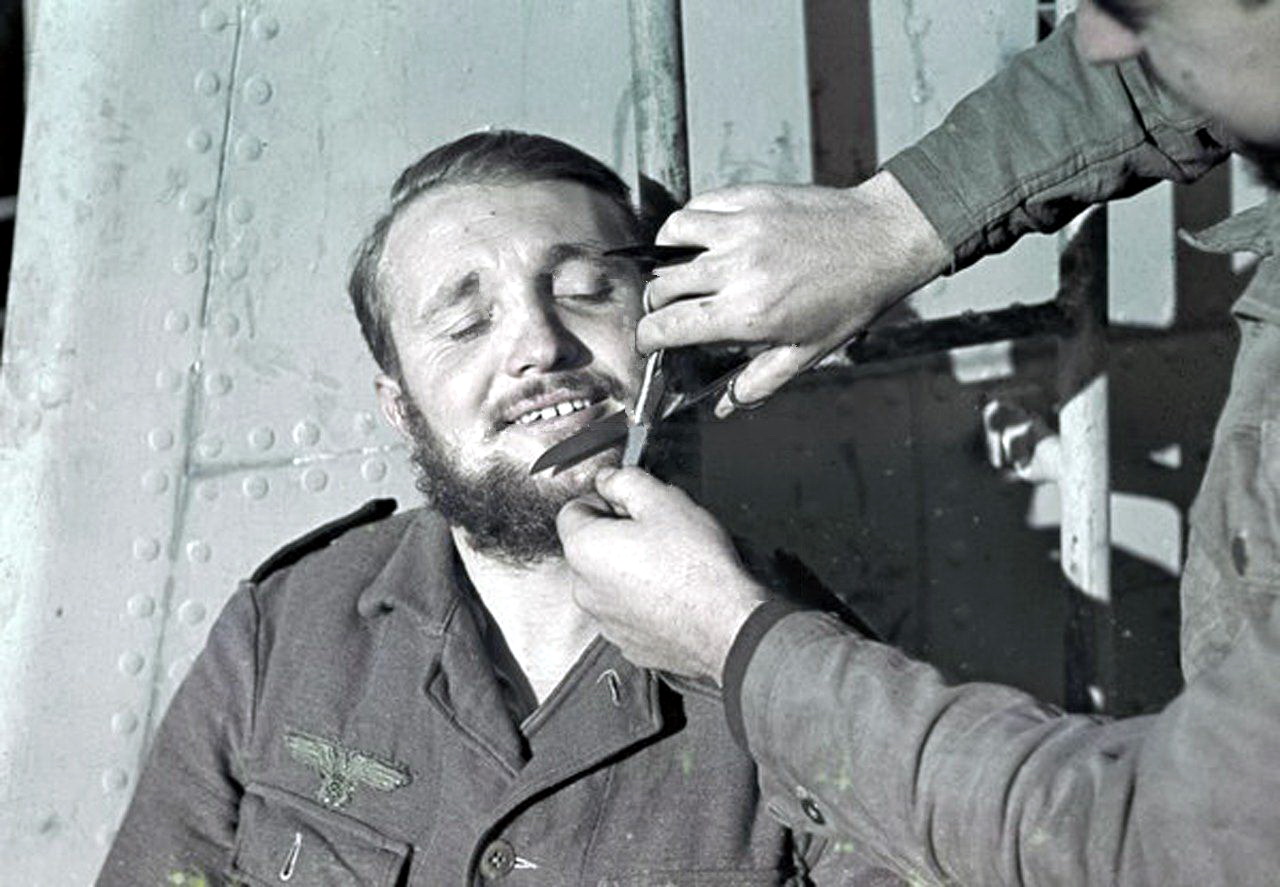 World War II in Color: U-Boat Crew Being Shaved