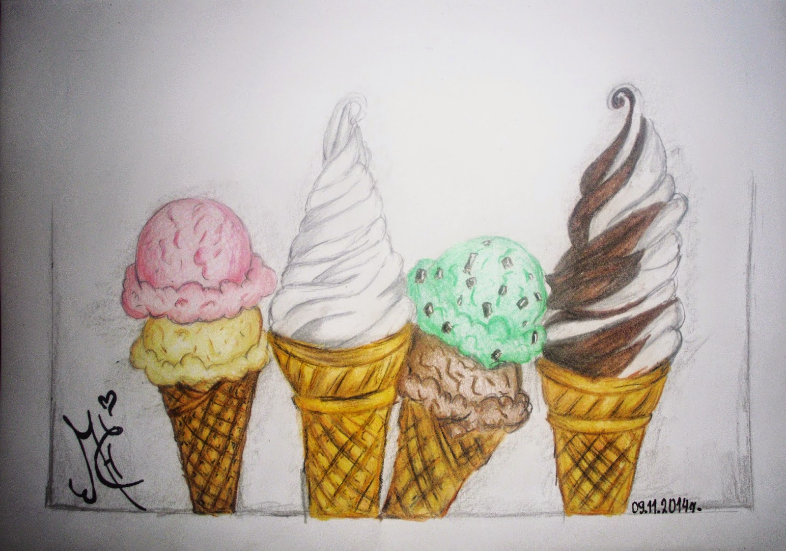 Pozytywny Misz-Masz: ,,Jak rysować...."- Kolorowe lody ;3