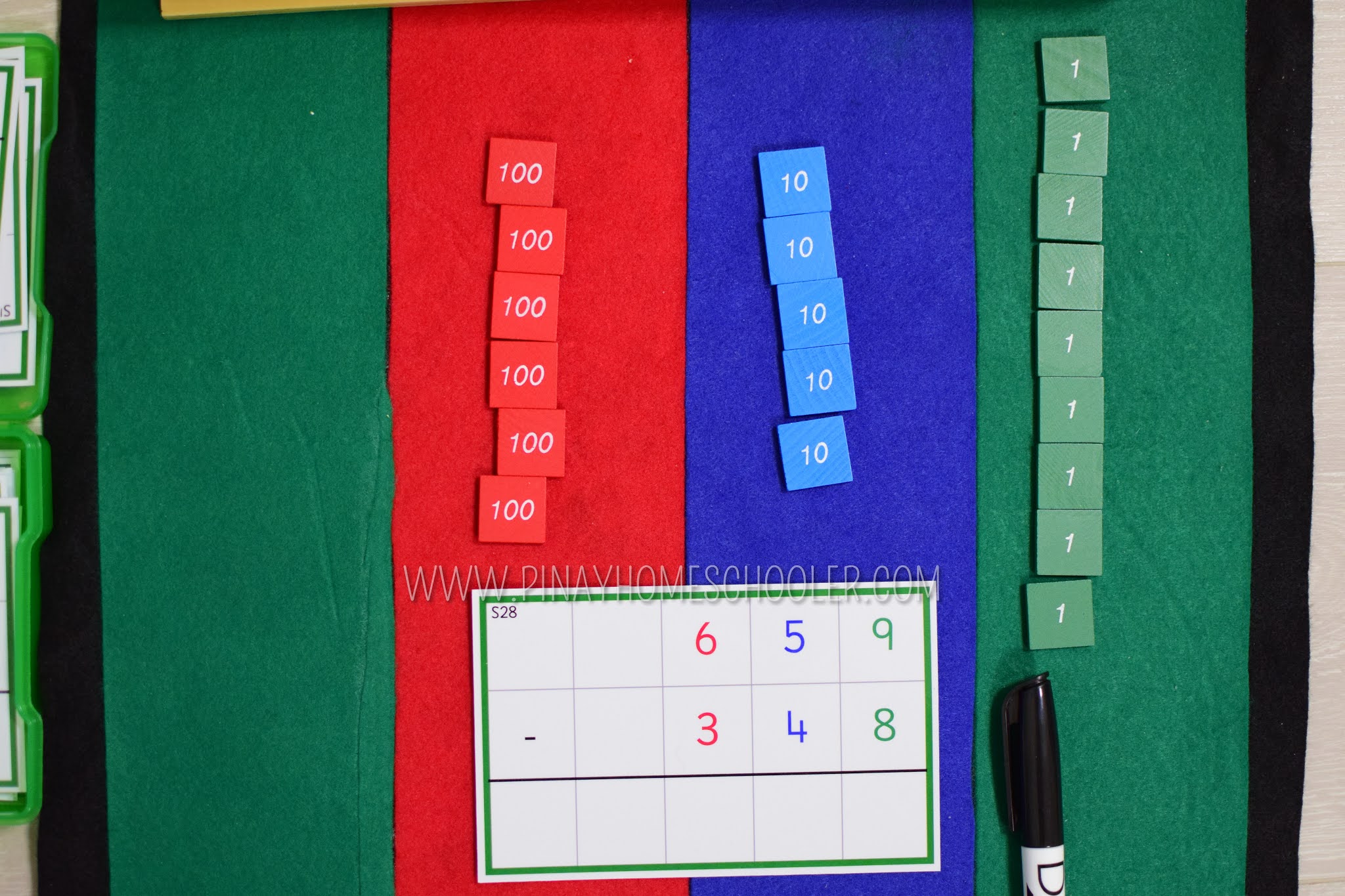 Learning Subtraction with Montessori Stamp Game | The Pinay Homeschooler