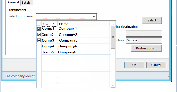 Create multi select company lookup in report dialogue using X++