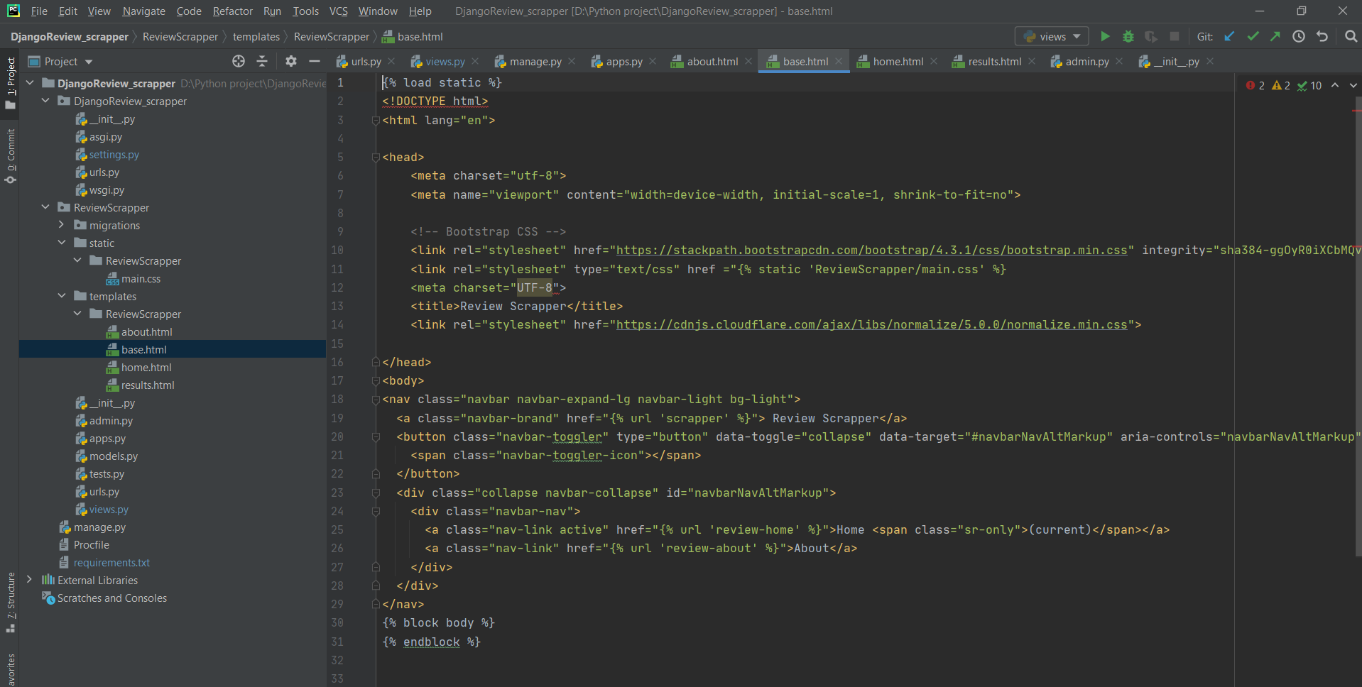 Review Scrapper By Django