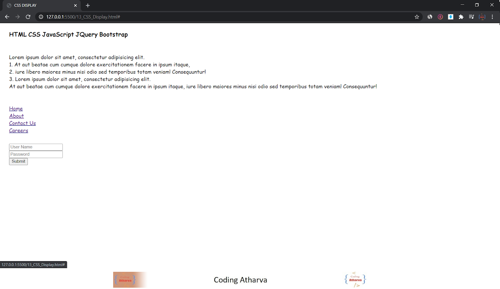 13 Program to demonstrate Display in CSS ~ Coding Atharva