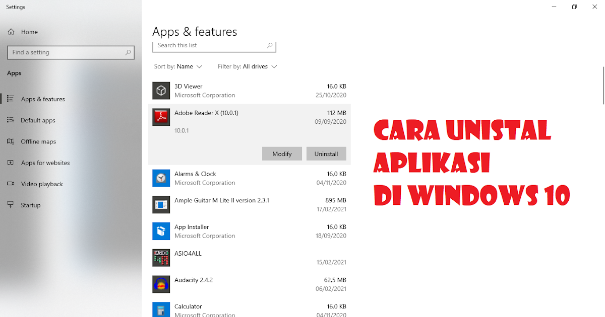 CARA MUDAH UNINSTAL APLIKASI DI WINDOWS 10 – BIAR TAMBAH NGEBUT AND ...