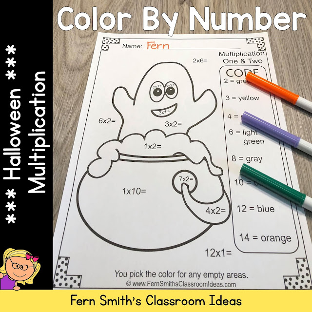 Color By Numbers Halloween Fun Multiplication and Division Bundle ...