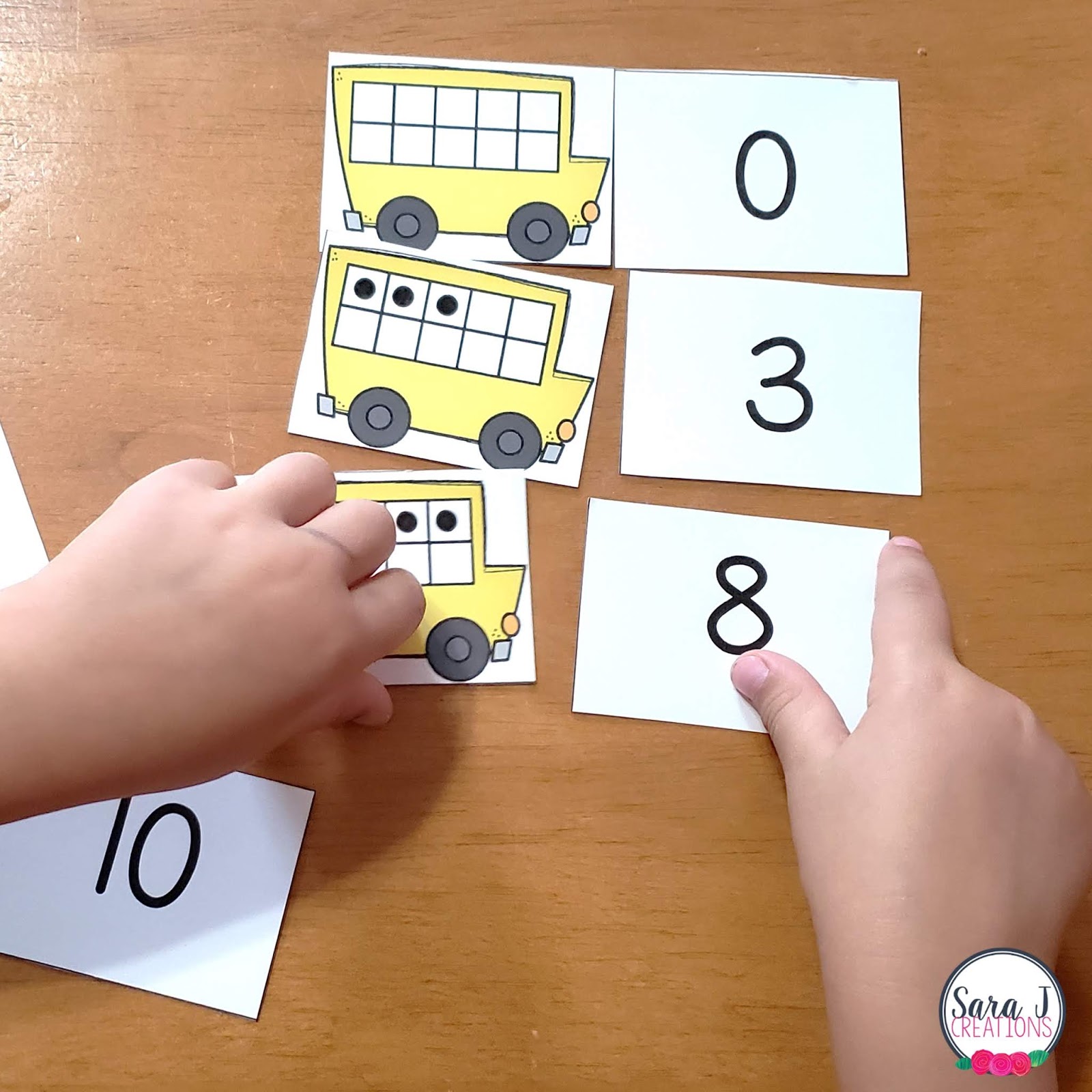 School Bus Ten Frames Matching Activity | Sara J Creations