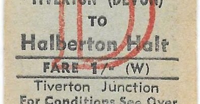 Tiverton History: Halberton Halt to Tiverton Train Ticket