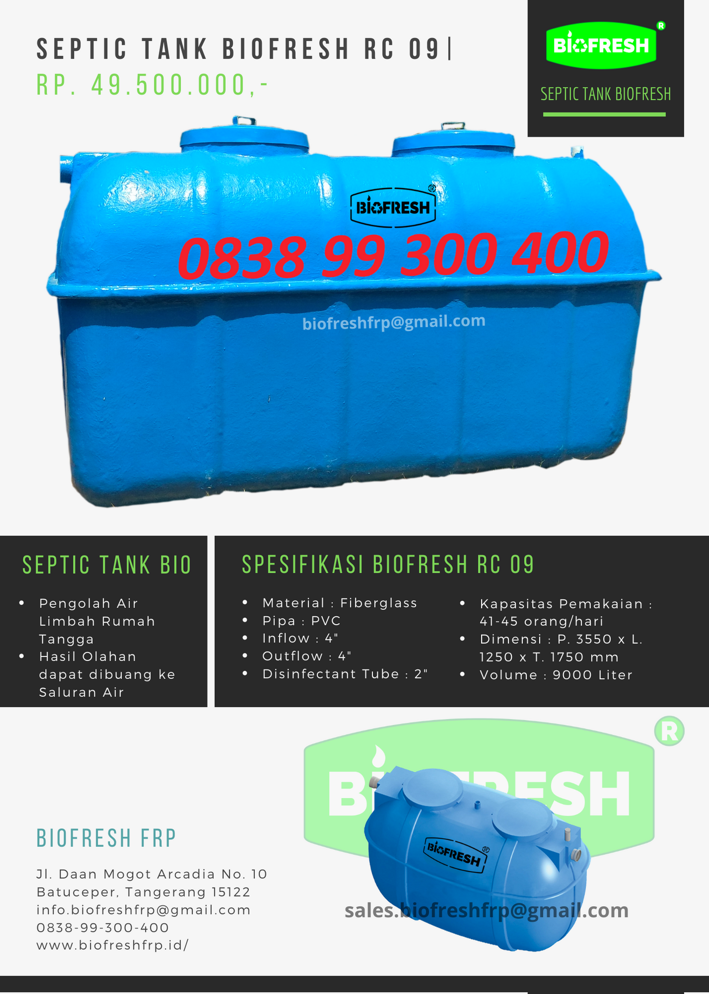 Harga Septic Tank Biofresh RC 9 / Daftar Harga Septic Tank Biotech 2021 ...