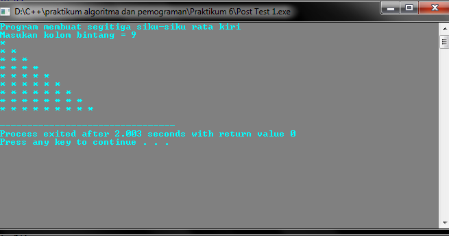 Program Menampilkan Segitiga Siku-Siku Rata Kiri - Perulangan Do while / Looping C/C++ - CAHYASMARA