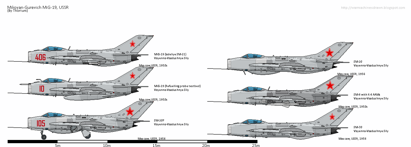 War Machines Drawn: Mikoyan-Gurevich MiG-19, various Soviet ...