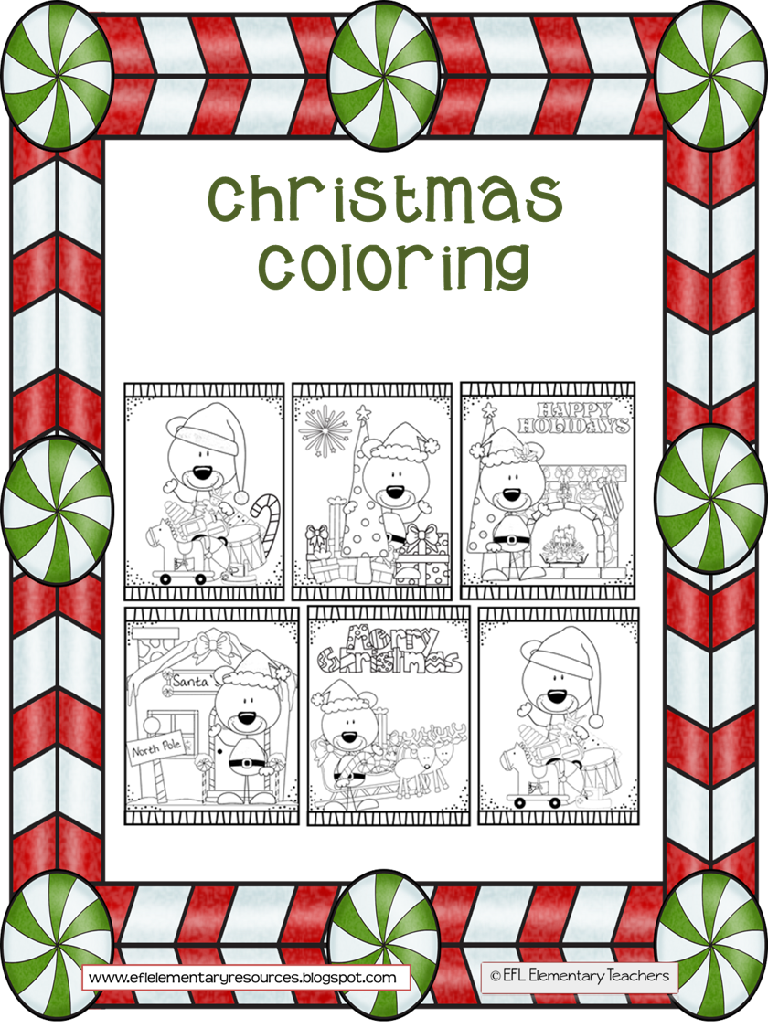 EFL Elementary Teachers: Christmas Coloring Worksheets as a listening ...