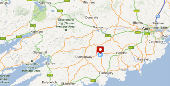 The route takes in the countryside to the NW of Ballineen....