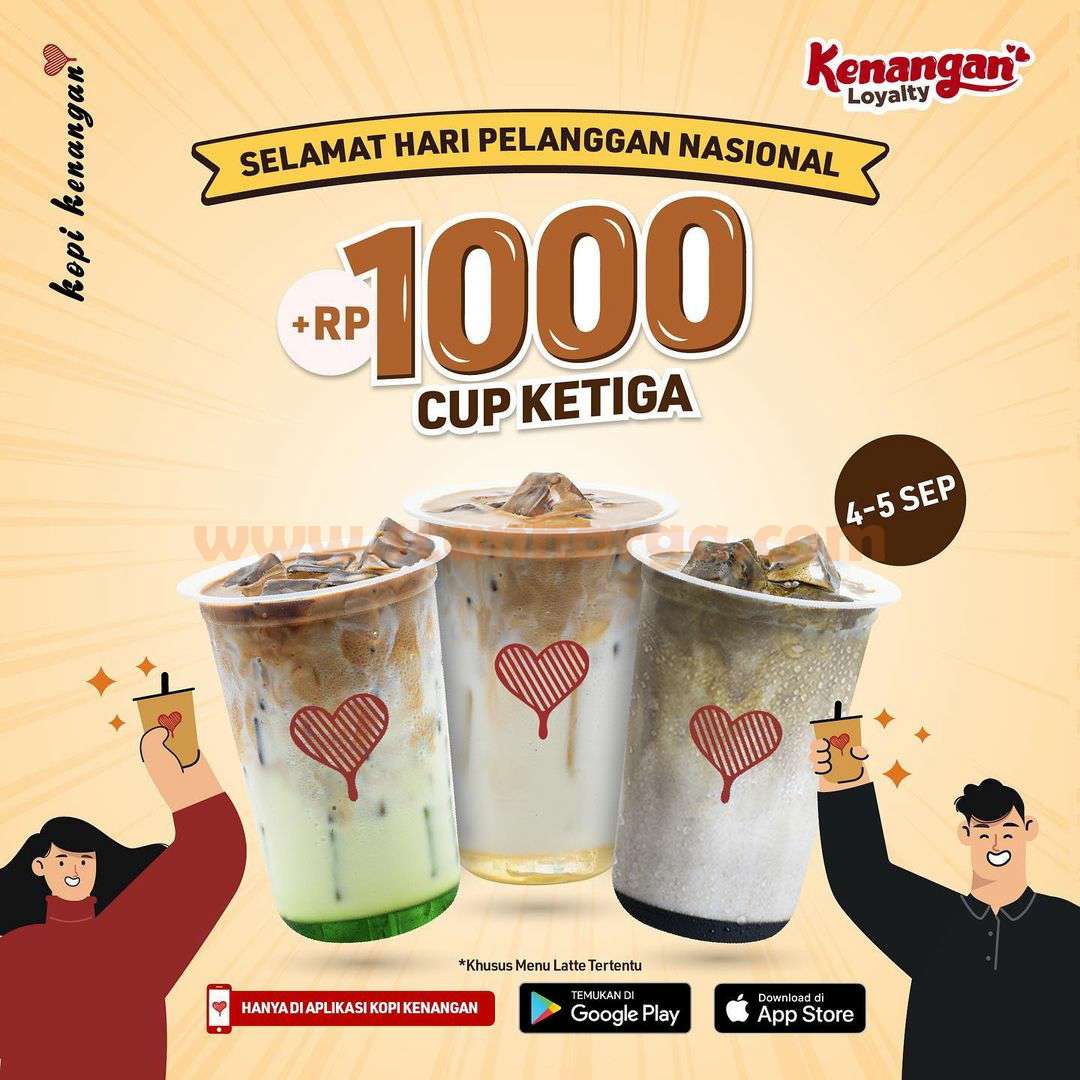 KOPI KENANGAN Promo Beli Cup Ketiga cuma Tambah +Rp. 1.000 - scanharga