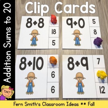 Grab These Easy to Prep Scarecrow Themed Addition Sums to 20 Clip Cards ...