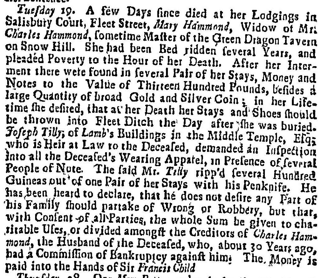 18th century stays: Money in the Bank