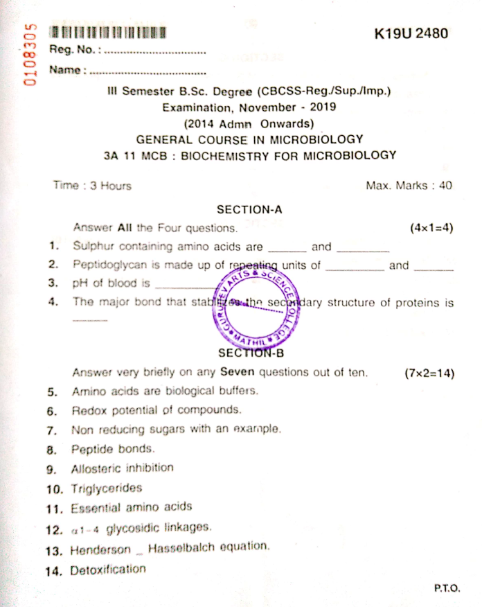 Kannur University B.Sc.Microbiology 5A 11 MCB : BIOCHEMISTRY FOR ...