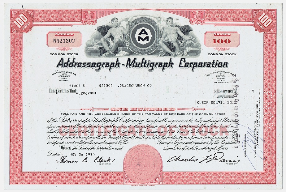 Internet Scripophily Museum of Computing: Addressograph-Multigraph ...