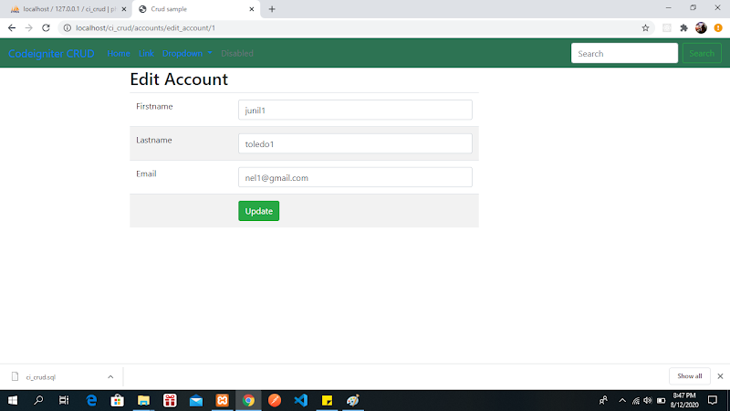Codeigniter 3 Crud Wtih Mysql