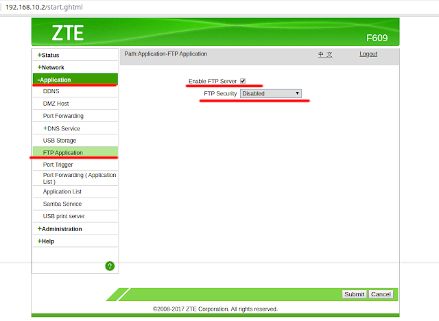 Cara Setting FTP Server Di Modem ZTE F609 Dengan Mudah - Catatan Shand