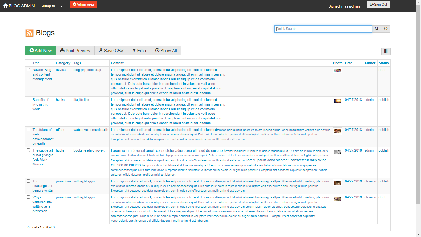 Simple Responsive Blog site Project | Free Source Code in php mysql