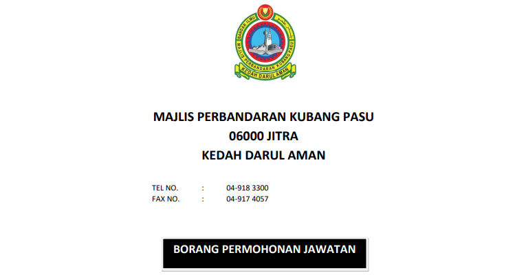 Jawatan Kosong Majlis Perbandaran Kubang Pasu MPKP - JOBCARI.COM ...