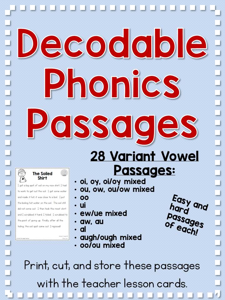 The Simple Teachers: Variant Vowel Phonics Lessons and Decodable Passages