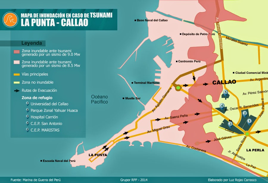 Mapa de inundación en caso de tsunami en La Punta #BusinessContinuity # ...