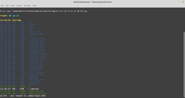 Dirsearch Tools Scanning Hidden directory
