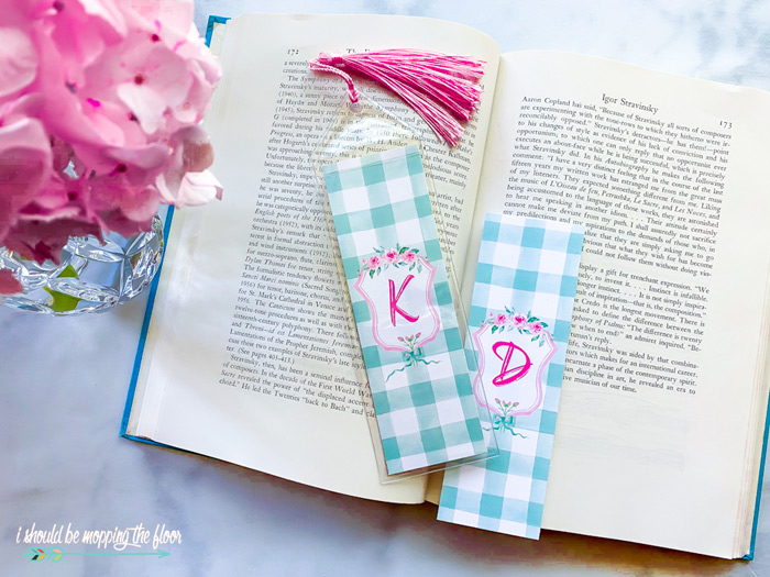 Printable Bookmarks with Monogram Letters | i should be mopping the floor