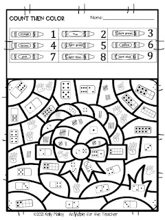 An Apple For The Teacher: Easter Subitizing Color By Number Worksheets