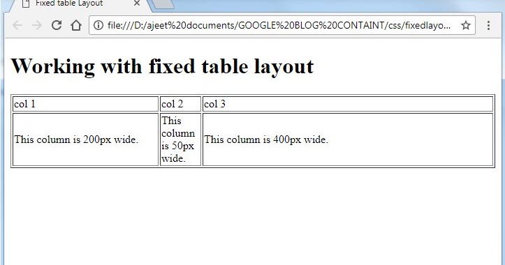 -::New technologies::-: Setting the Fixed Table layout