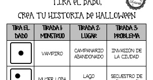 Primaria con Clase: Halloween: tira el dado y crea tu historia de Halloween