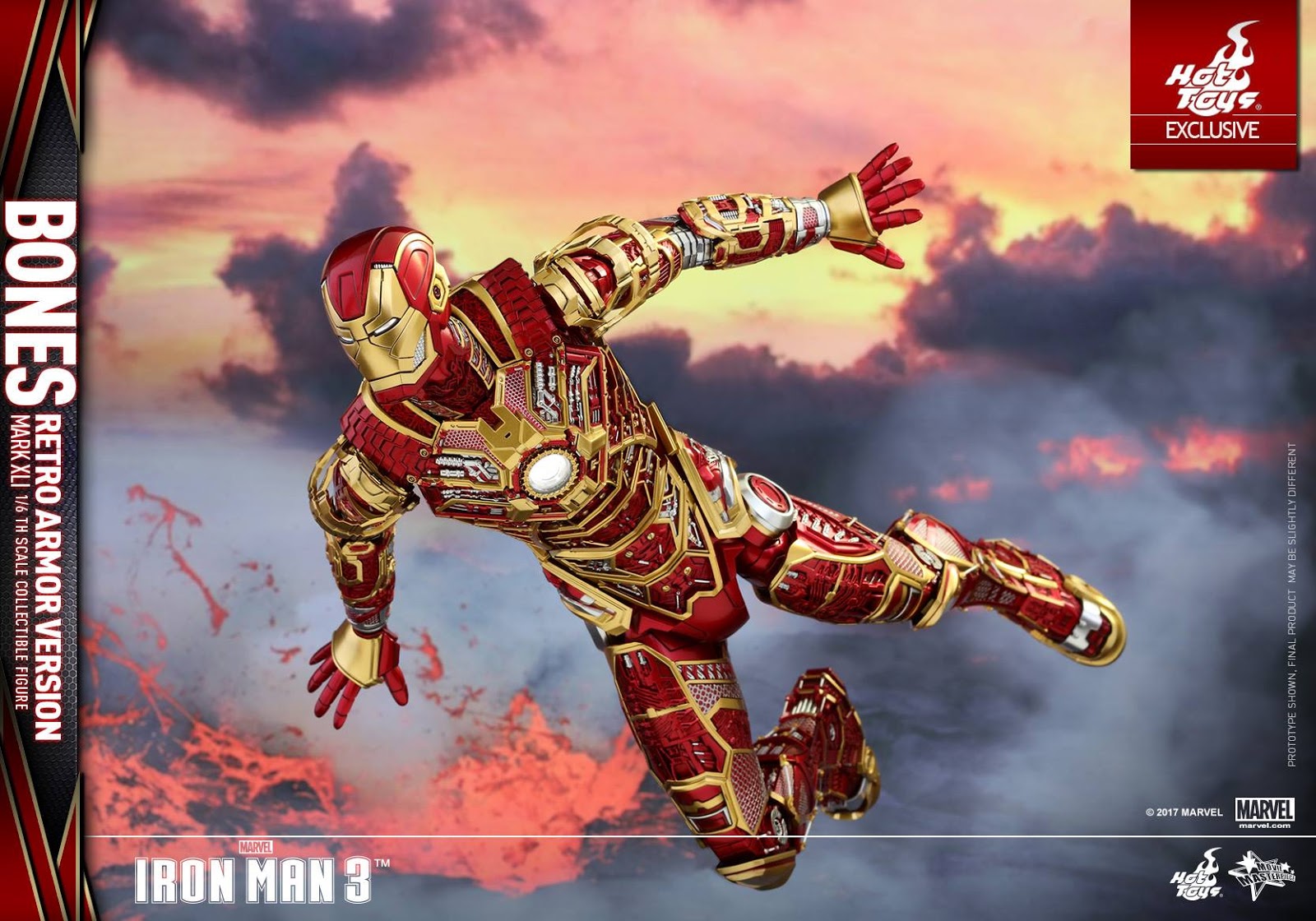 Hot Toys《鐵甲奇俠3》「紅金」Iron Man Mark 41 Bones (Retro Armor Version)1：6 比例珍藏 ...