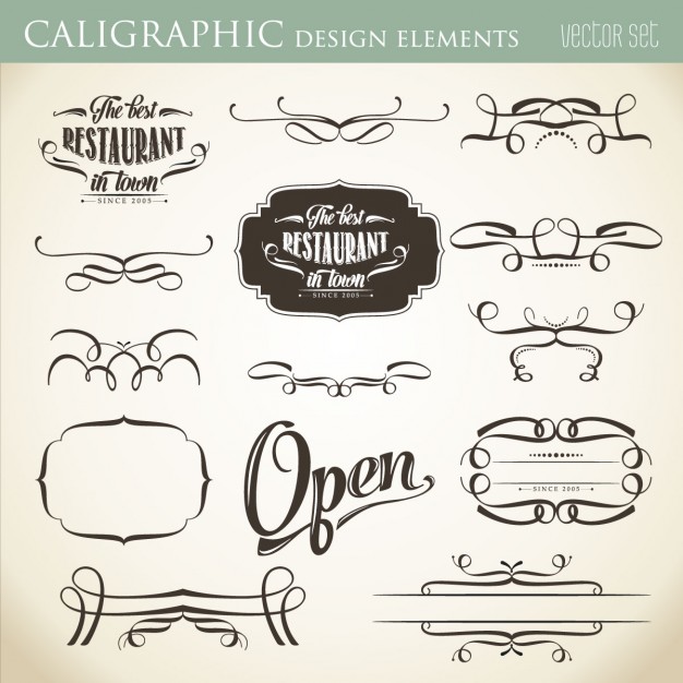 Elementos de diseño caligráfico. Vector gratuito - Lettering Time Elementos de diseño caligráfico. Vector gratuito - Lettering Time