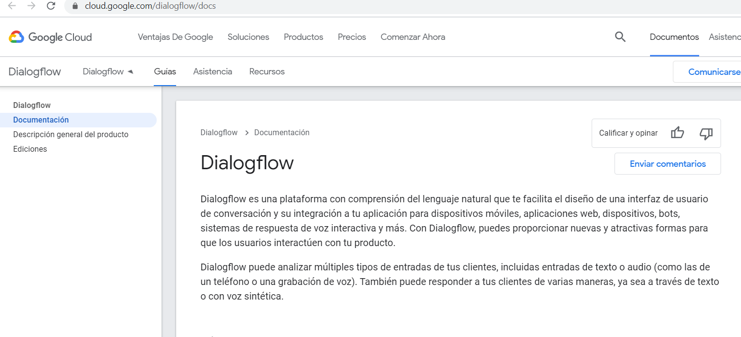 Google DialogFlow como hacer un chatbot