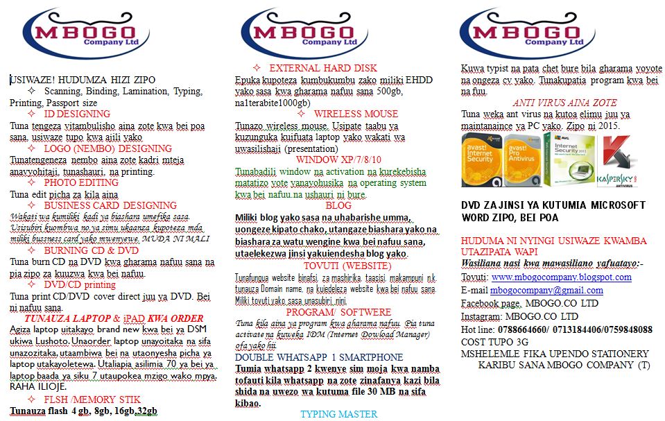 MBOGO CO.LTD (MCL): November 2015