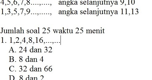 Soal Deret Angka 1 0 3 8 1 10 - Little Book