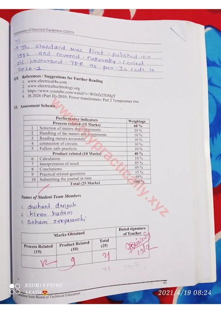 22625 Maintenance of electrical equipments Solved Lab Manual Answers ...