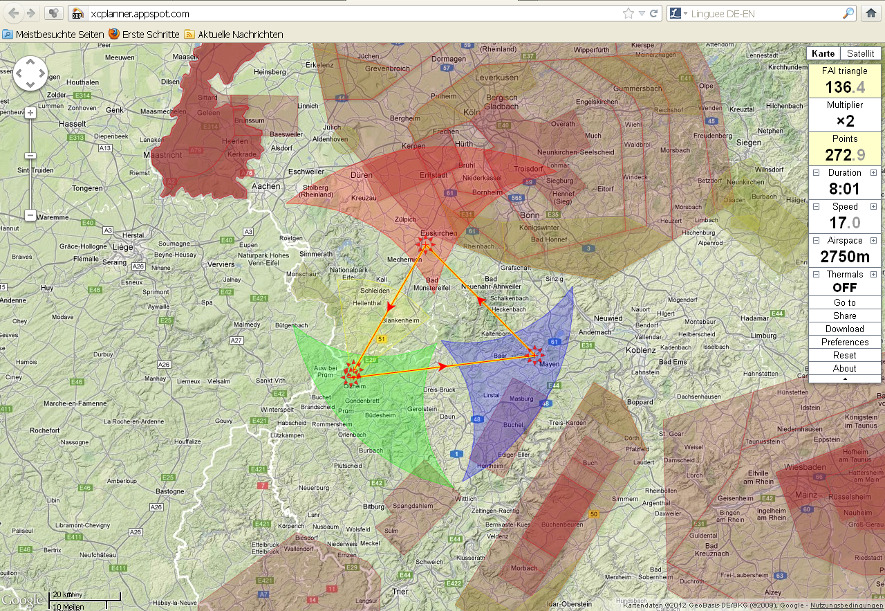XC-Planner ist luftraumlos - lu-glidz