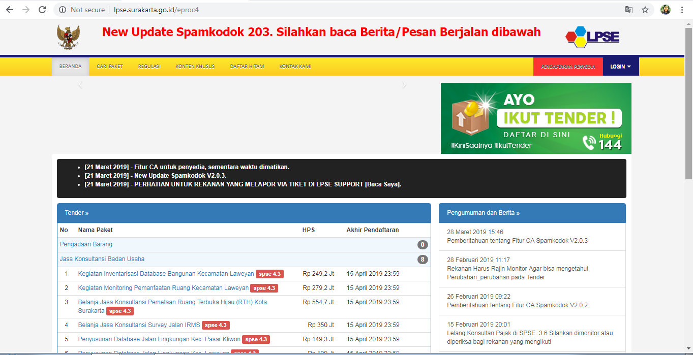 Panduan Lengkap Penggunaan SPSE v4.3-CA (LPSE) 2019 (Pendaftaran Paket ...