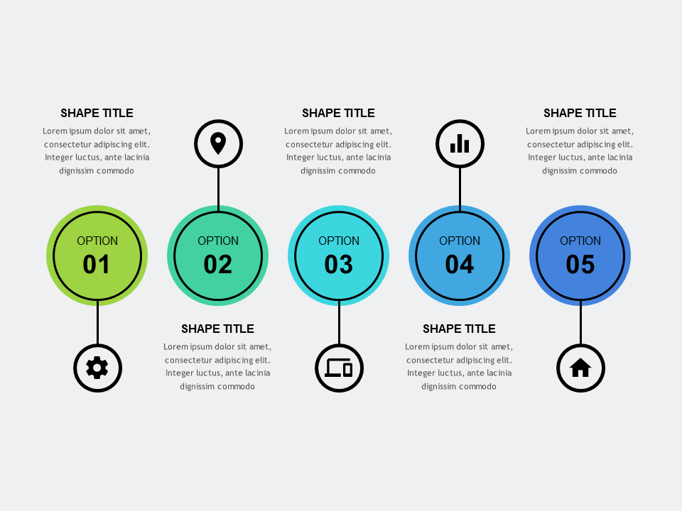 Circle Inner Line Horizontal List PowerPoint Templates - PowerPoint Free