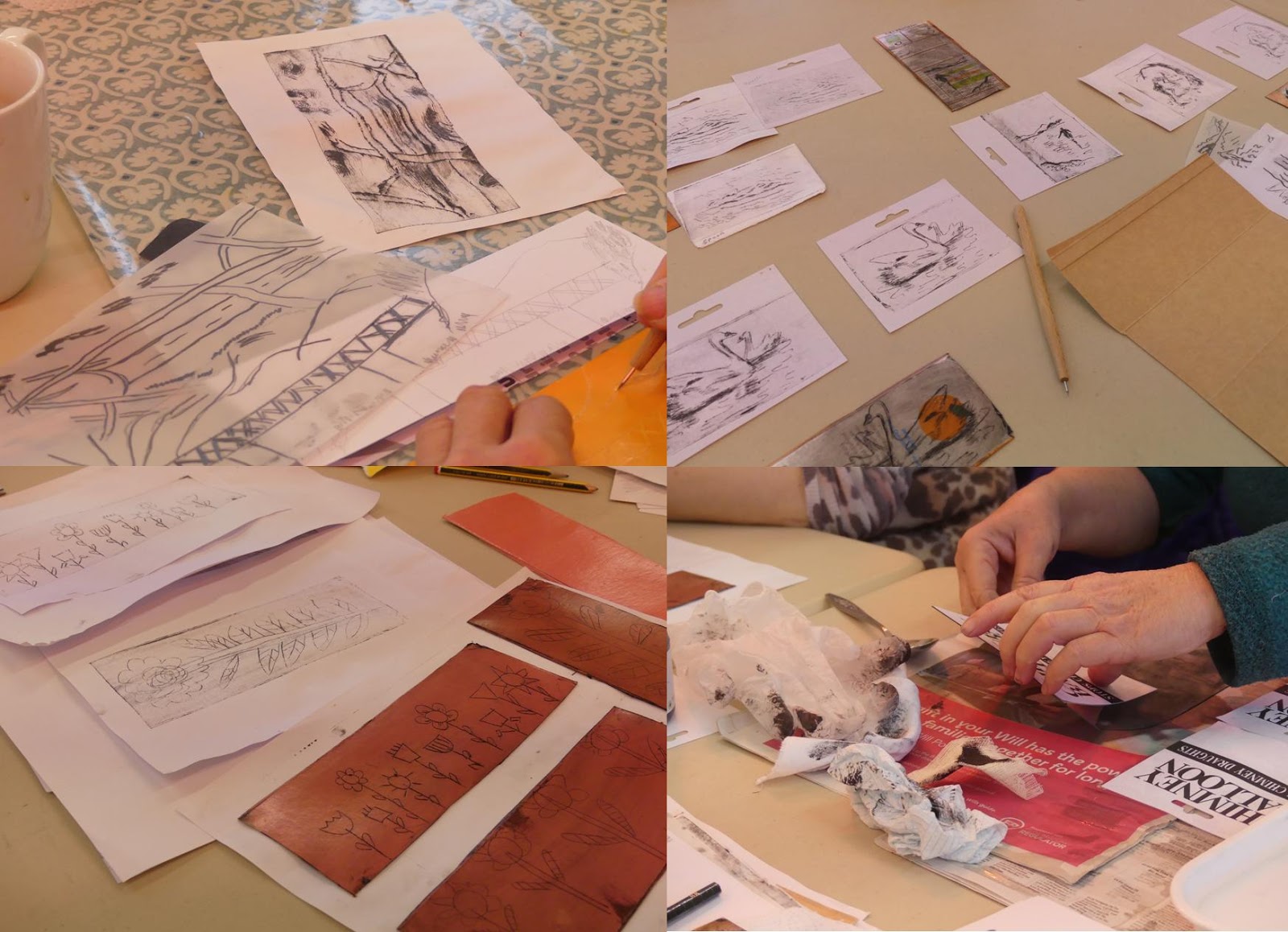 Julia Garner : Drypoint etching using recycled materials