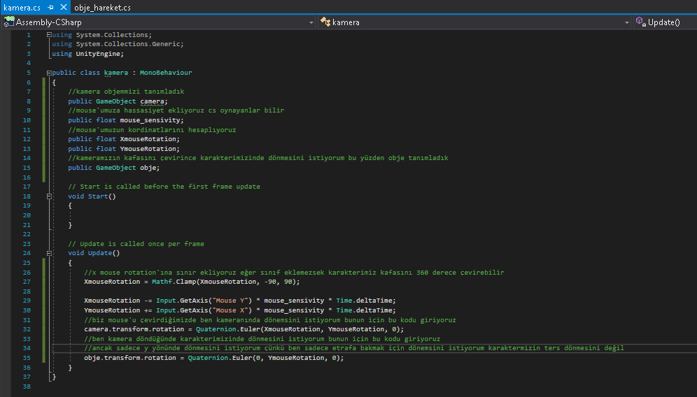 UNİTY FPS KAMERA KODU - SCRİPT 2 - Sugi Software