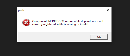 Solved Component Msinet Ocx File Missing Or Invalid Linuxploit