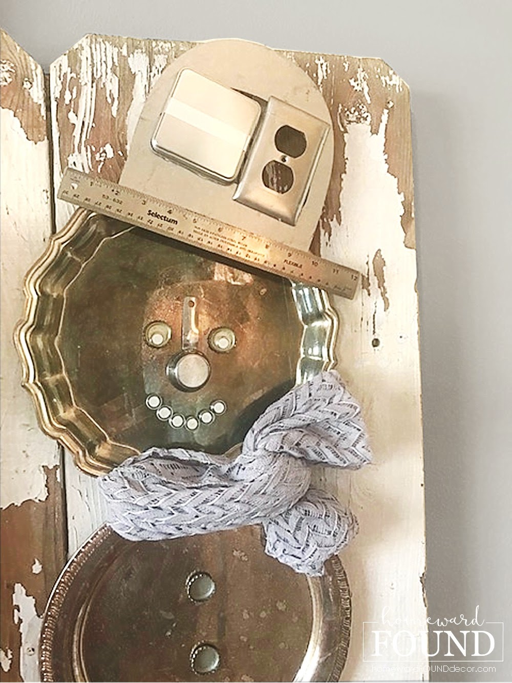 diy silver tray snowman homeward found decor