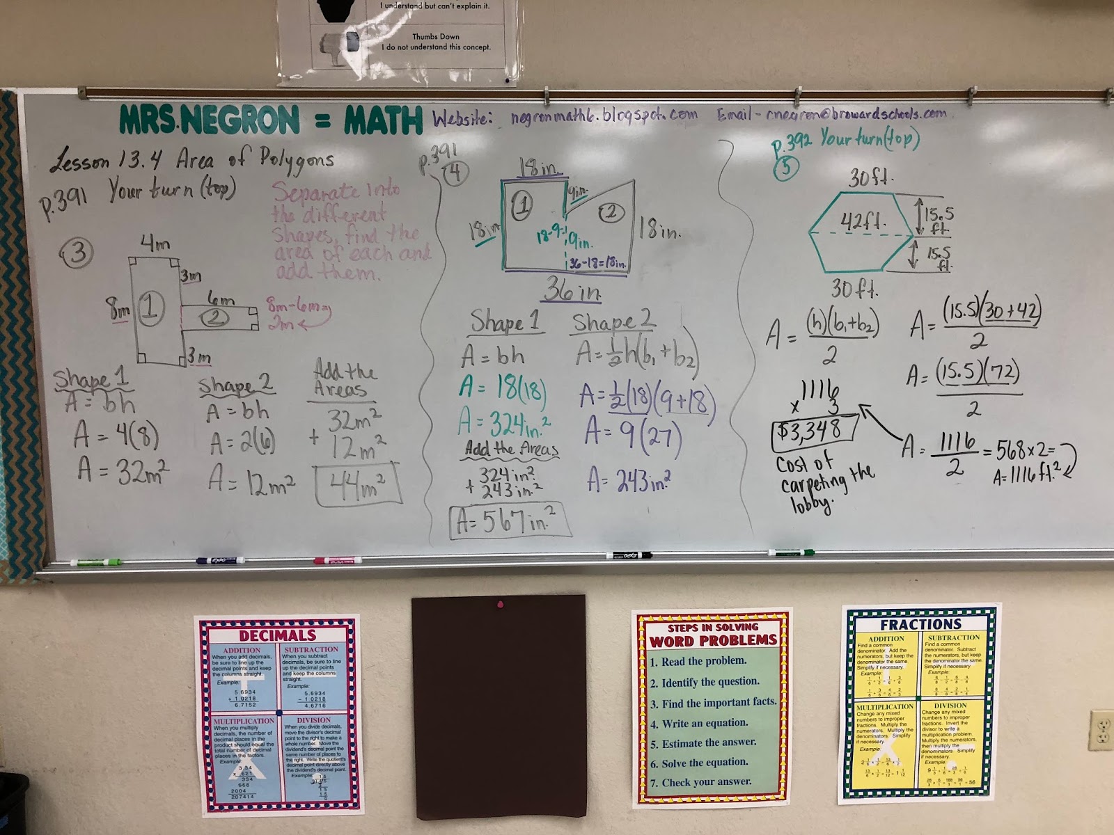 Mrs. Negron 6th Grade Math Class: Lesson 13.4 Area of Polygons