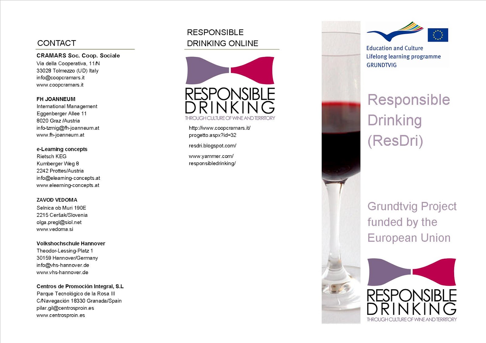 Resdri: Responsible Drinking flyer in English