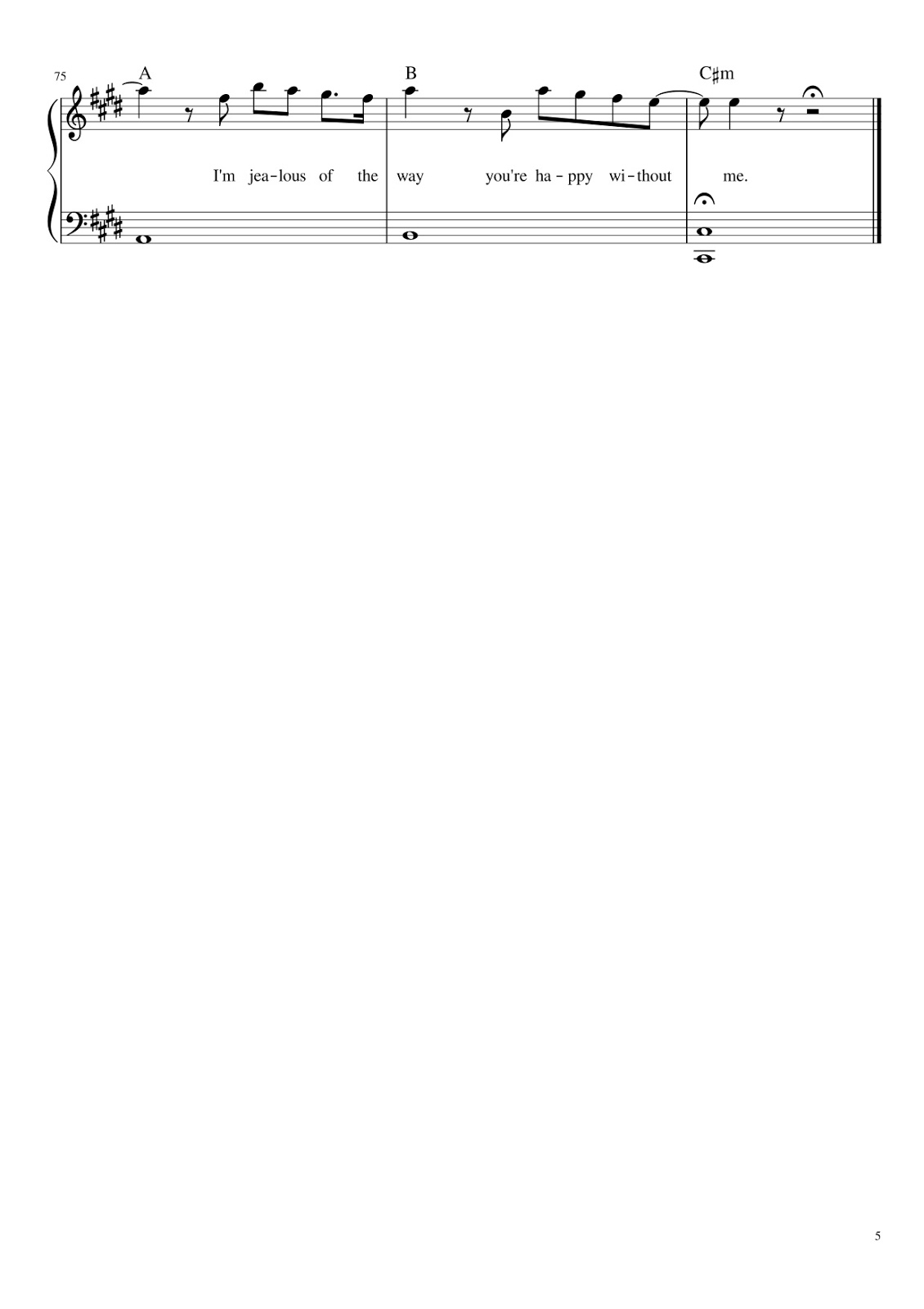 Utterly Music: [Piano Scores] Jealous by Labrinth