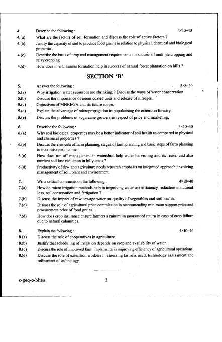 Indian Forest Services : Agriculture Paper I 2015 Question Paper ...