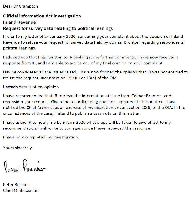 Offsetting Behaviour: IRD and the OIA