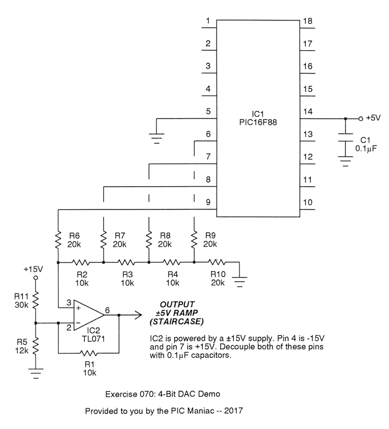 PIC Projects in Pascal: 4-Bit DAC Demo